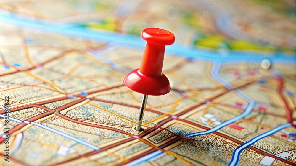 Red pin marking a specific location on a map, location, pinpoint ...