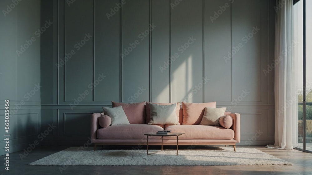 Living room with pastel colors, sofa in the living room, modern living ...