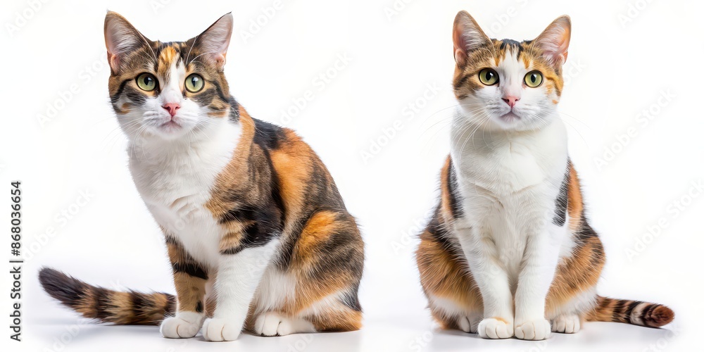 Calico cat in various poses, calico, cat, feline, poses, sitting ...