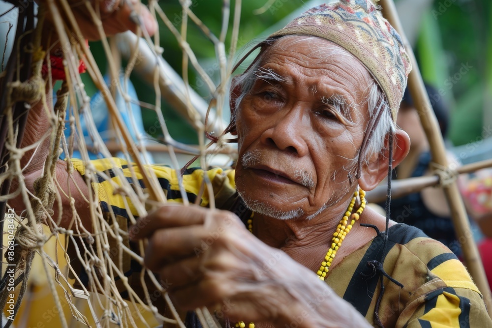 Close-up Portrait of a Filipino Man in Traditional Attire Stock Photo ...