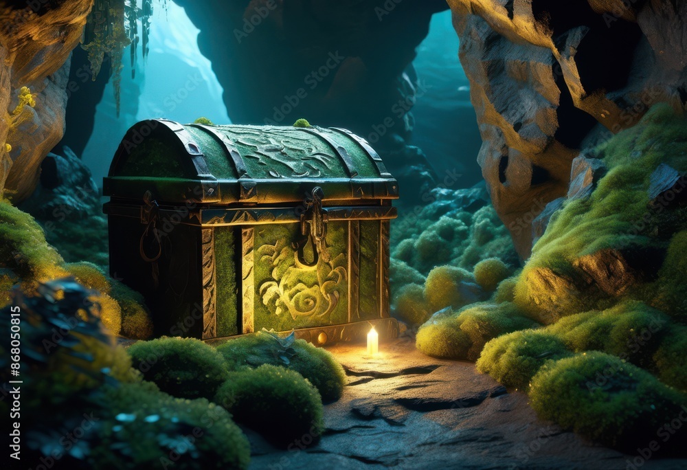 mysterious cursed treasure concealed enigmatic misty cave, hidden ...