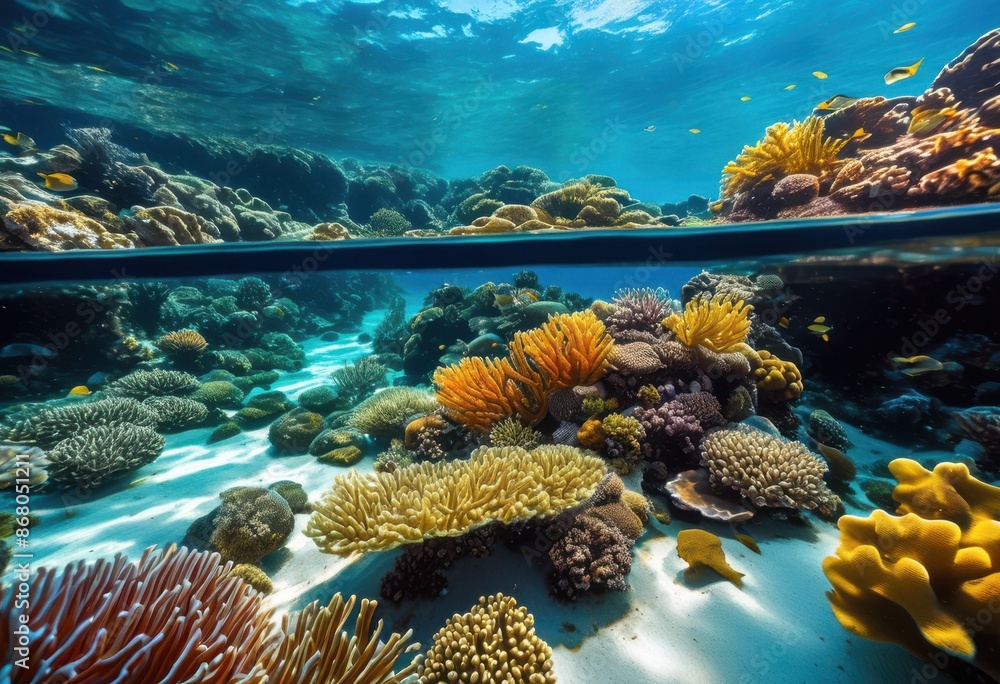 sunlight reflecting ocean floor through glass bottom boat, reflection ...