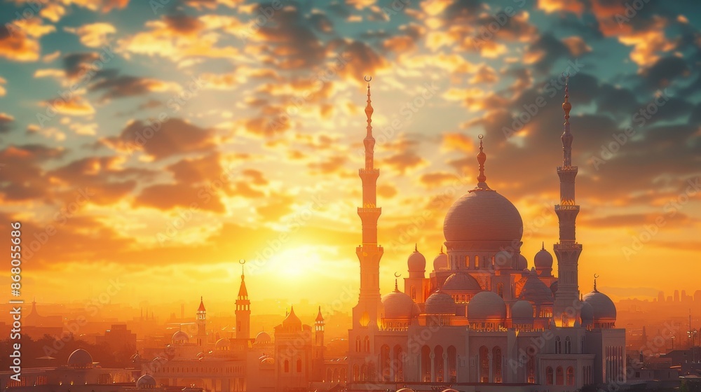 Golden Hour: banner background of Mosque Day theme banner design for ...