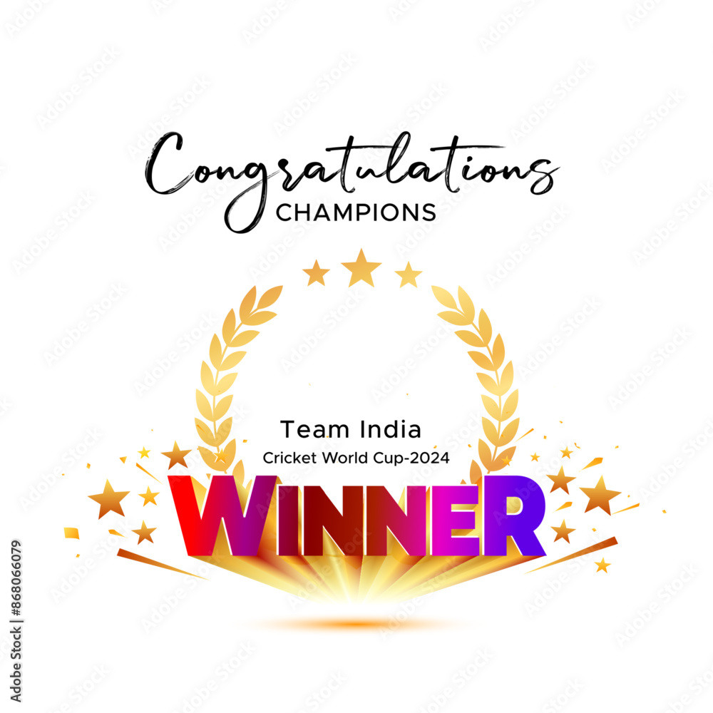 Congratulations champions Cricket world cup trophy winners greeting ...