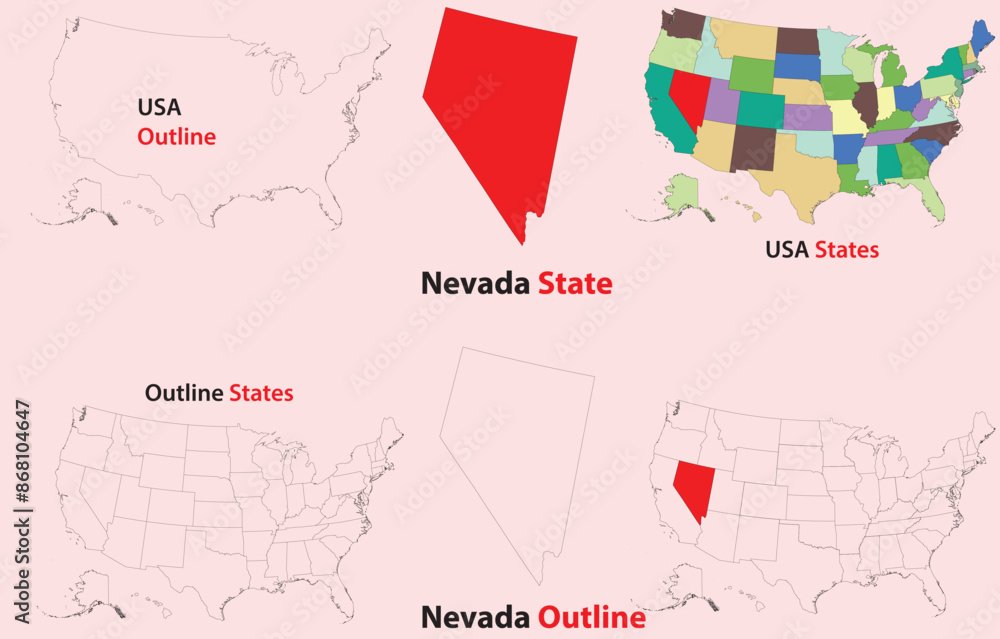 Vetor de Nevada map vector of usa, Nevada line map, Nevada with city ...