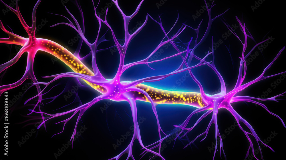 Detailed neural network illustration with brainlike structure and ...