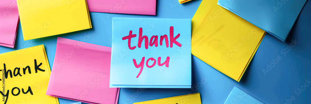 Personal and Appreciative "Thank You" Messages on Colorful Sticky Notes ...