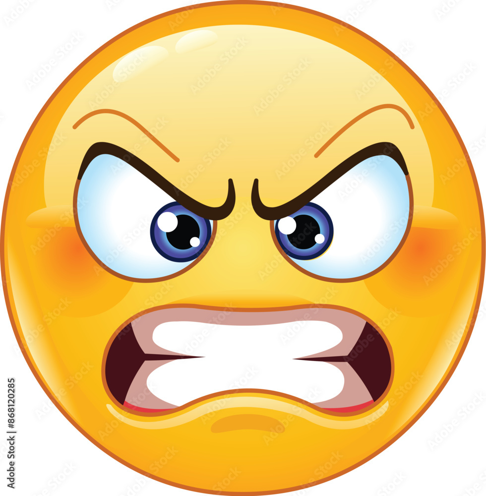 Angry face emoji emoticon with clenched teeth showing a furious ...