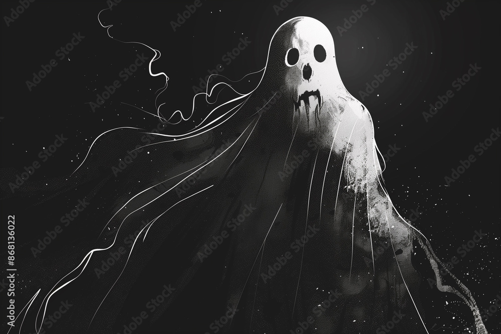 A chillingly grotesque depiction of a satanic specter, its tormented ...