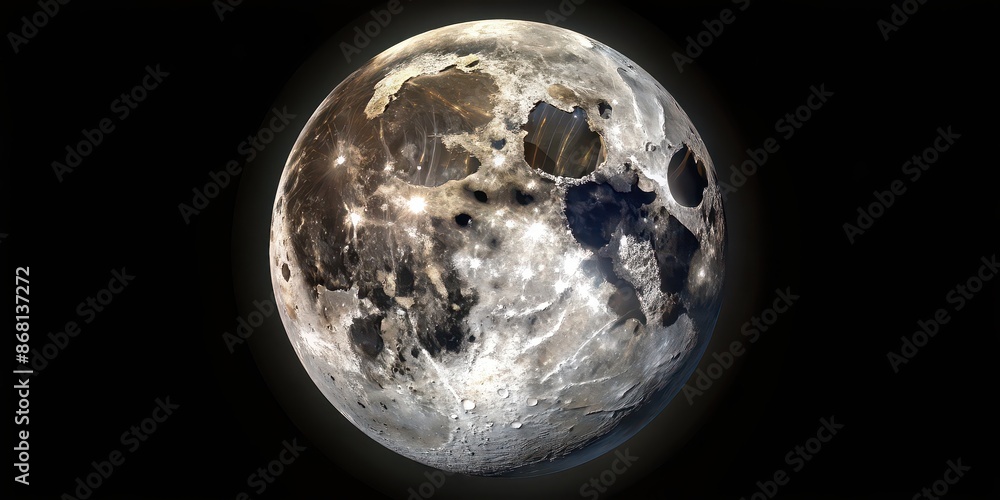Realistic render of the moon with detailed texture , moon, space ...