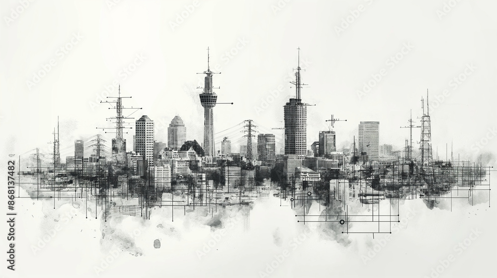 Design a minimalist, scratchy sketch style black and white drawing that ...