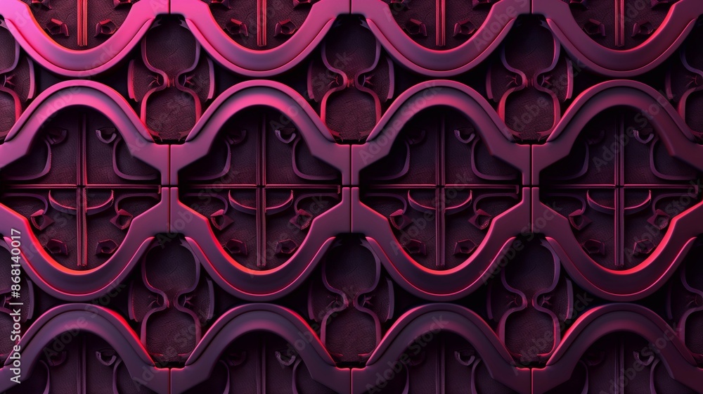 Artwork of a repeating pattern of geometric shapes, The shapes are ...