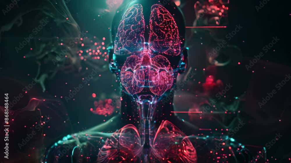 A digital transformation of a human body, revealing intricate details ...