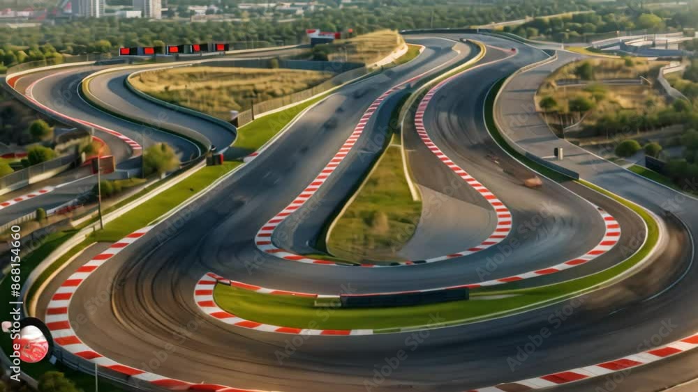 A dynamic racing circuit in Spain captured from above, showcasing the ...