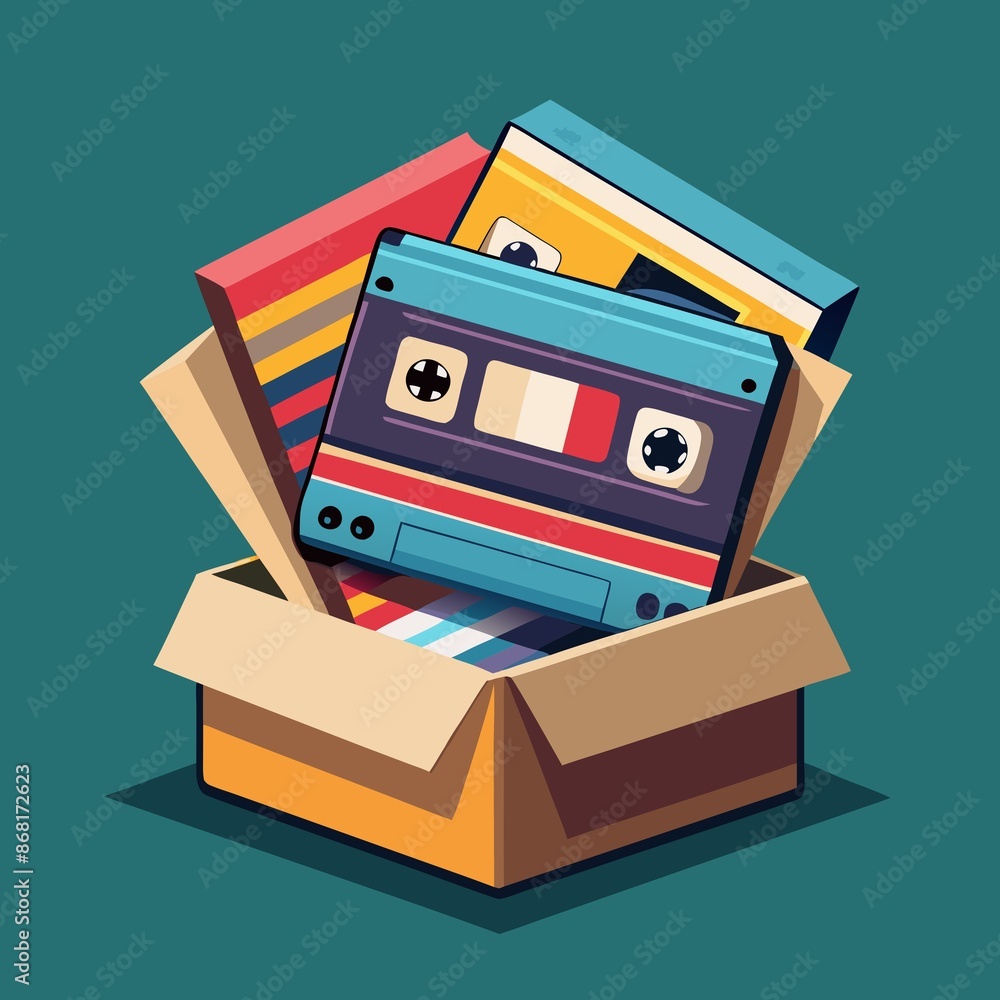 Ilustração do Stock: cardboard, retro, box, collectible, stack of old ...