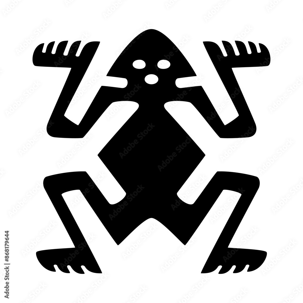 Frog and ghost motif of a pre-Columbian clay stamp, found in Costa Rica ...