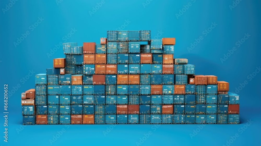 Stack of colorful shipping containers. Shipping contain was gathering ...
