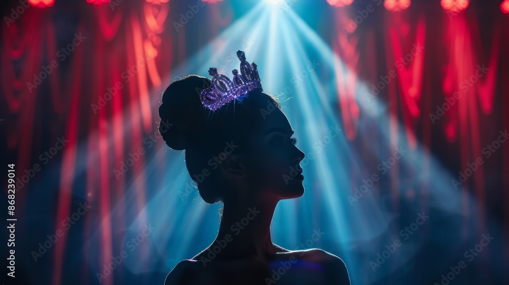 Silhouette of Miss Beauty Pageant Contest Woman with Sparkly Diamond ...