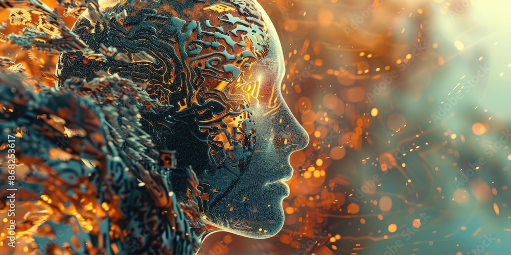 Dynamic artwork symbolizing artificial intelligence's impact on ...