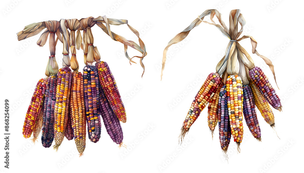 Indian corn, watercolor clipart illustration with isolated background ...