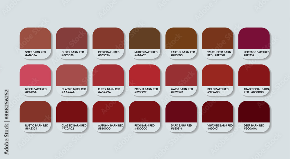 Barn Red Color Palette, Barn Red Color Guide Palette with Color Names ...