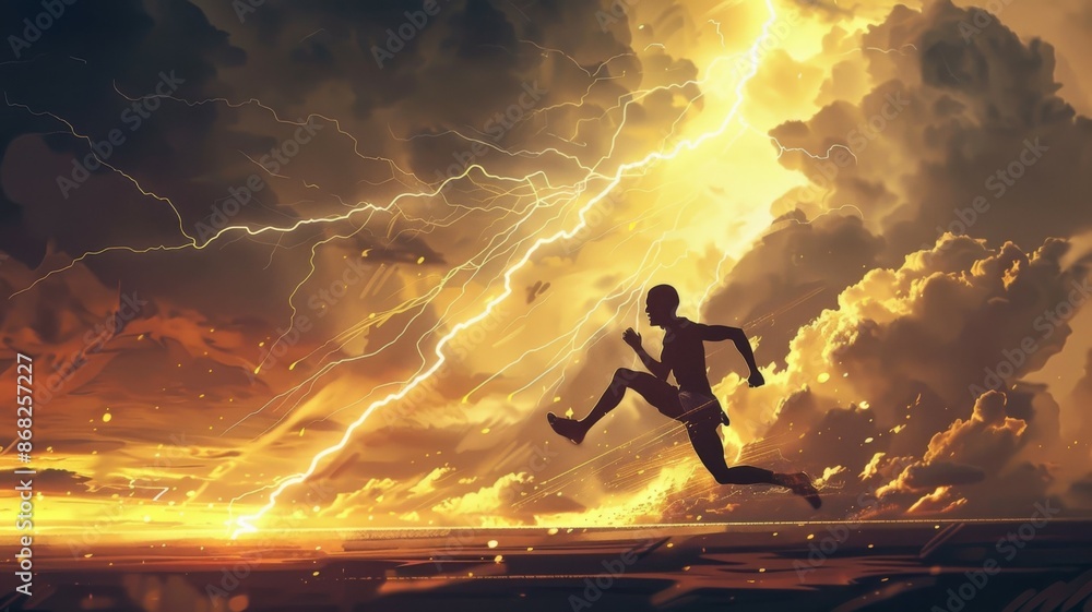 Sprinting Runner Chasing Lightning Dynamic Wallpaper with Motivational ...