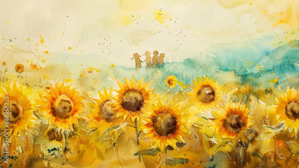 Whimsical Watercolor Children Playing HideandSeek Amongst Giant ...