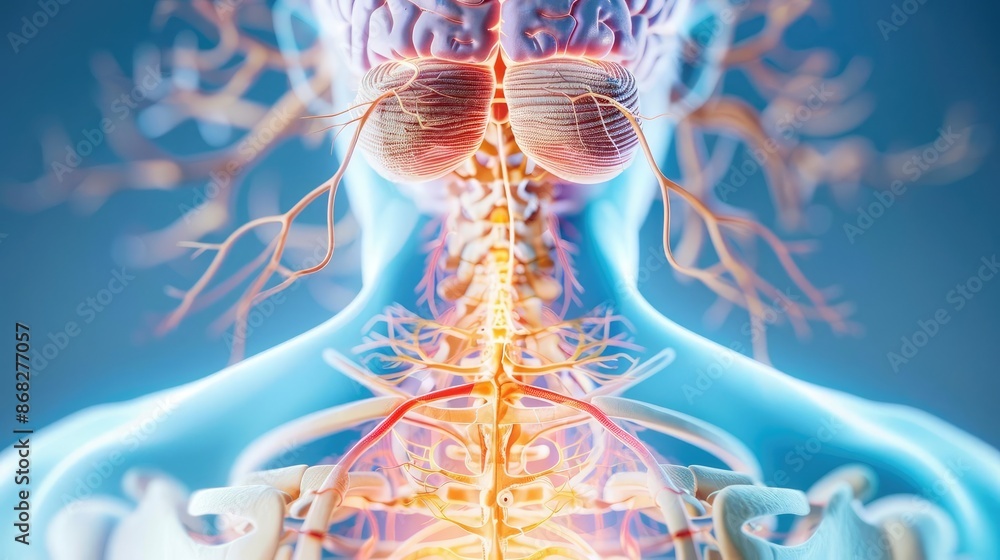 Reflex arc anatomy with nerve pathways, nervous system, detailed ...