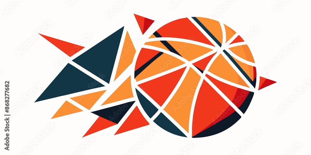 design concept featuring stylized geometric figure of basketball in ...