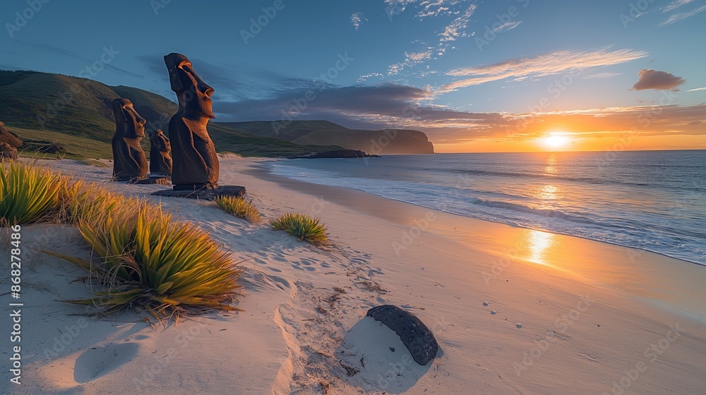 Serene Moai Statues at Anakena Beach, Easter Island | Enigmatic Easter ...