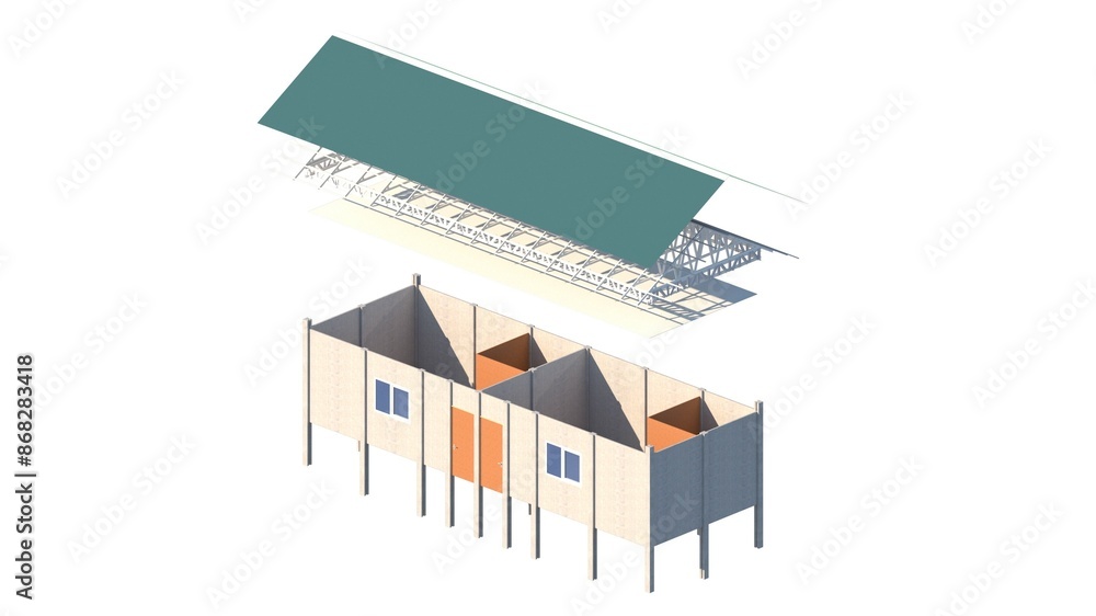 3D Axonometric of Detailed Materials in Concrete Slab Walls and ...