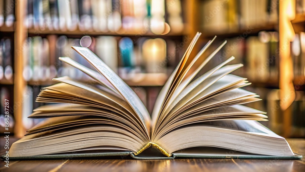 Detailed close-up of crisp, new pages of an open book, displaying clean ...