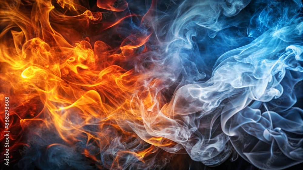 Fire background. Background with flames. Red and blue fire on balck ...