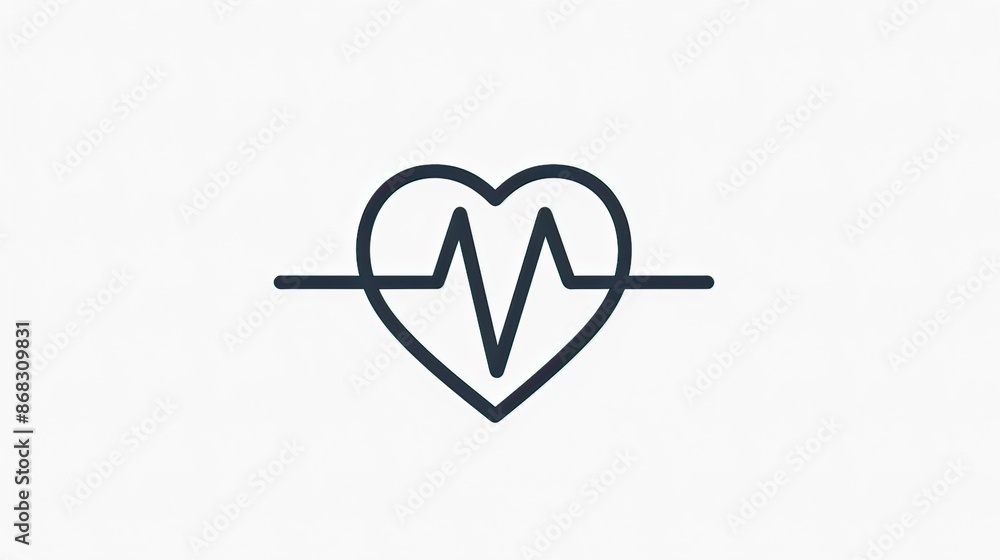 Heart beat line icon. Cardiogram life line outline style pictogram on ...