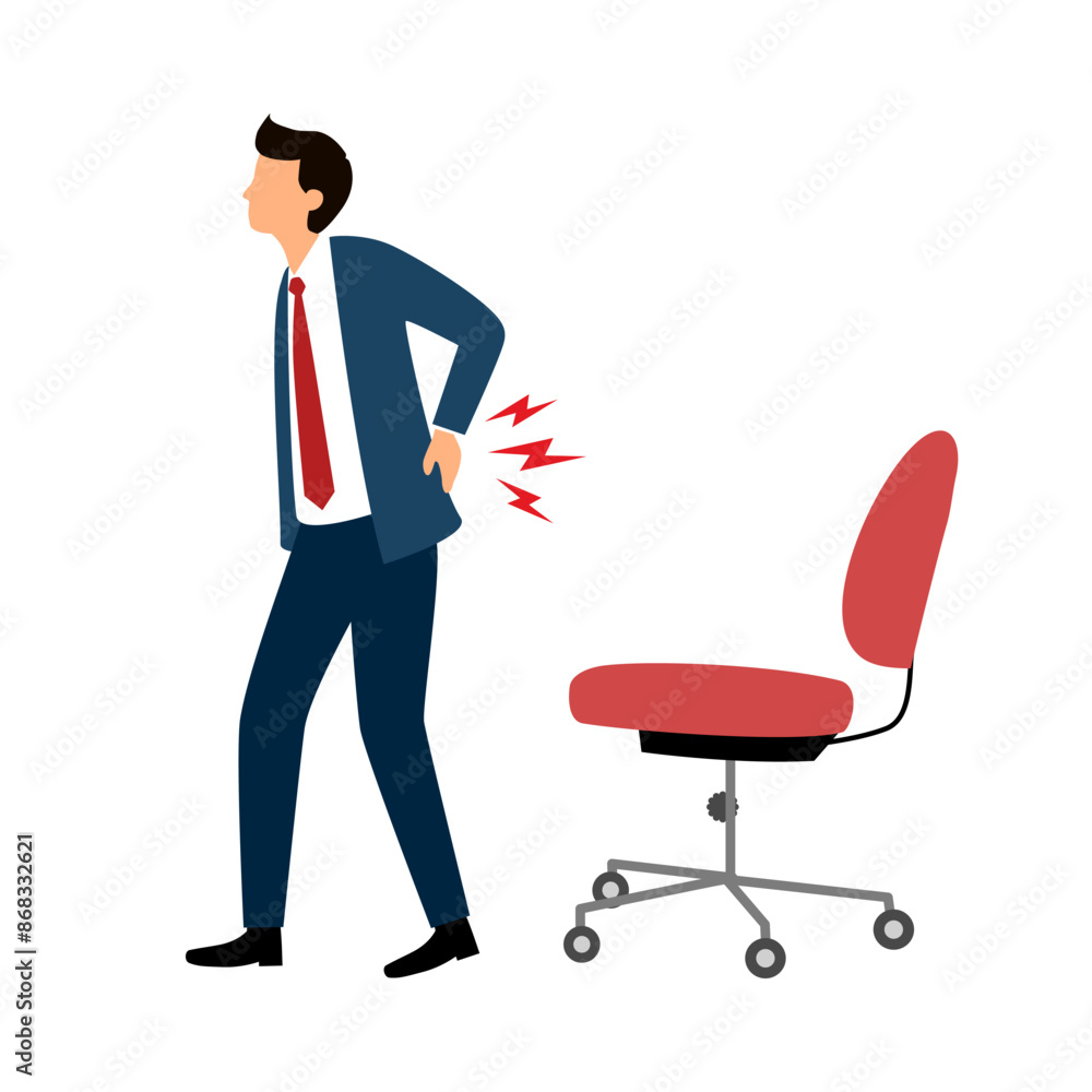Office syndrome back pain, sitting and work too long causing back ache ...