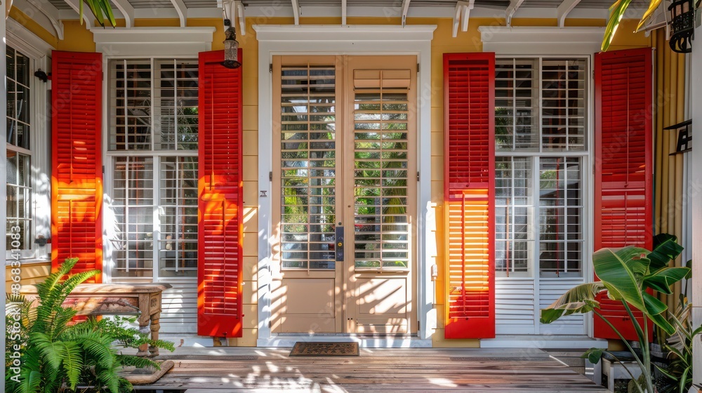 historic firehouse converted into a home, with bright red Bahama ...