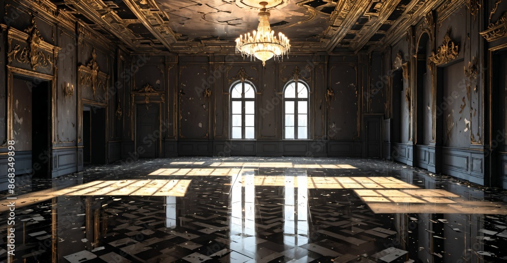 victorian baroque ballroom palace interior furniture design. aged old ...