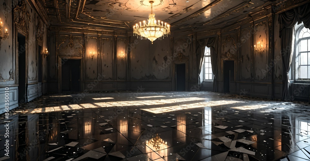 victorian baroque ballroom palace interior furniture design. aged old ...