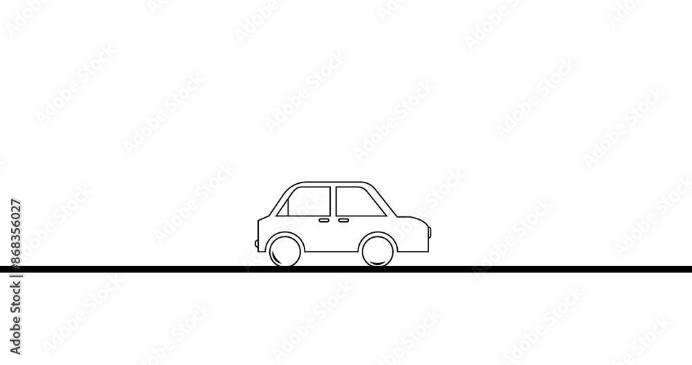 Driving car animation. 4k high quality 2d white screen video. Stock ...