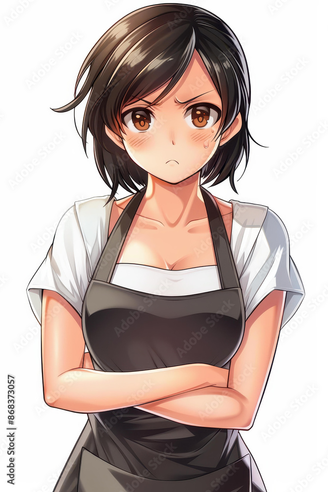 Animestyle artwork of an angry and embarrassed cute girl in an action ...