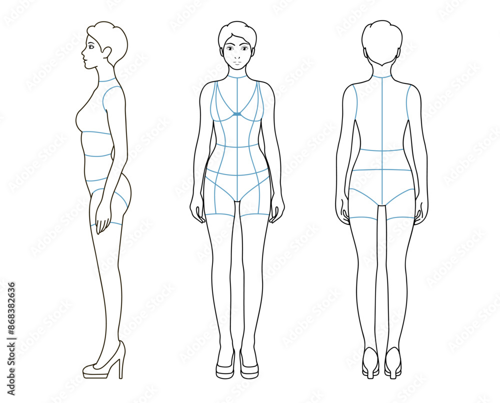 Famale body mannequin. Template for fashion sketch ideas of women's ...