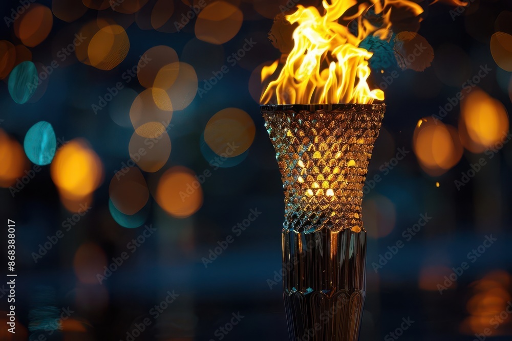 iconic olympic torch with dramatic lighting symbol of unity and ...