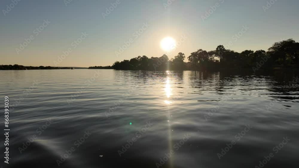 Sunset Forest At Zambezi River Victoria Falls Zambia. River Background ...