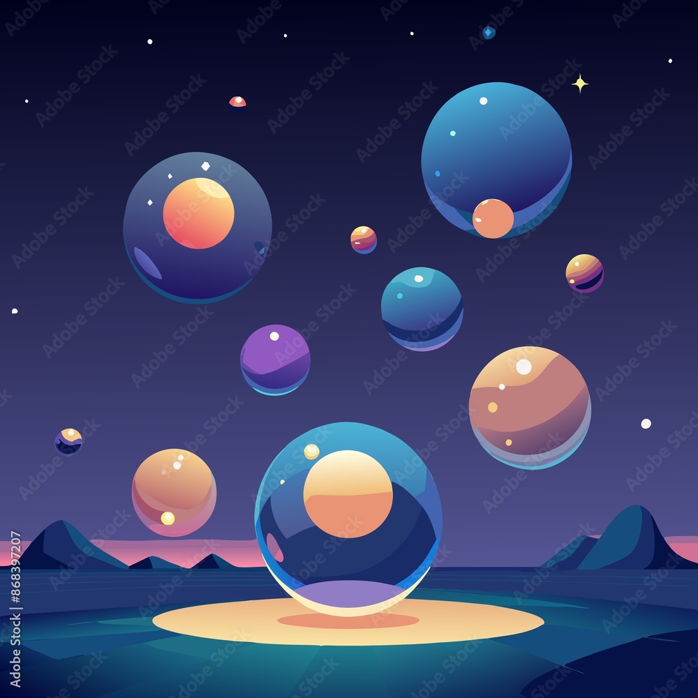 Description collection of glowing orbs floating in mid-air, symbolizing ...