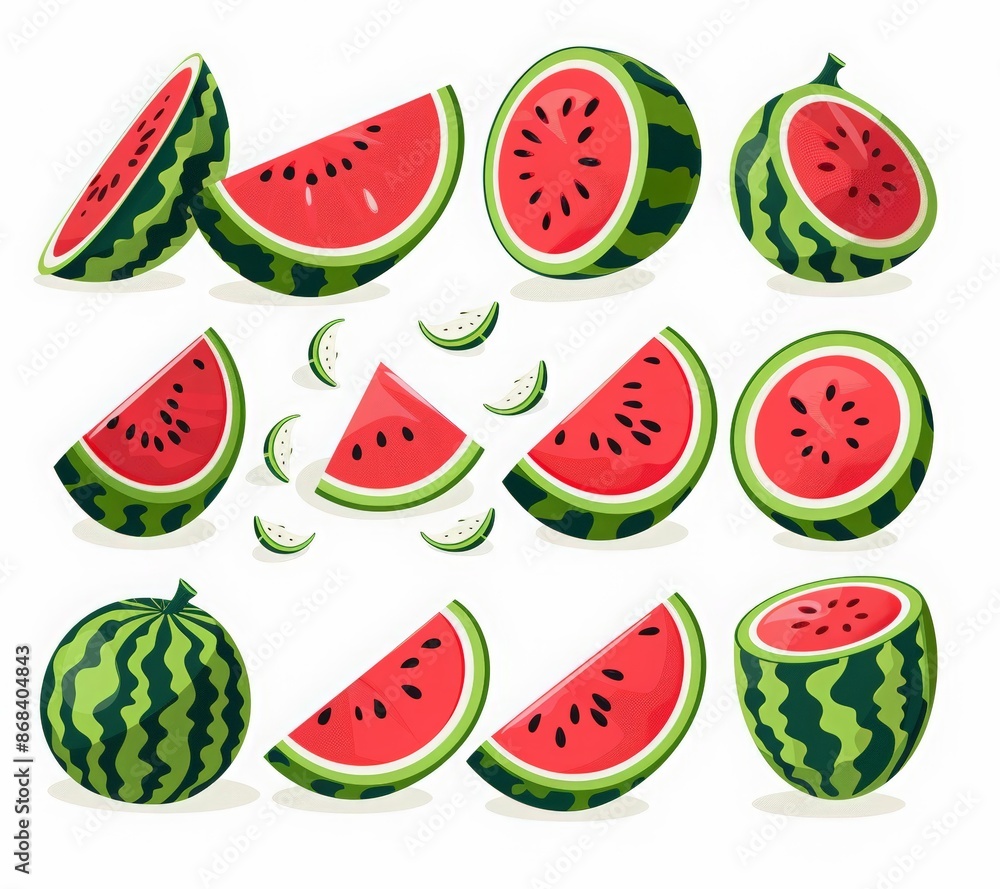Watermelon set vector illustration isolated on a white background ...
