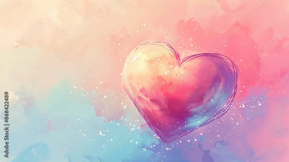 Cute heart, pastel colors, soft background, hand-drawn style, perfect ...