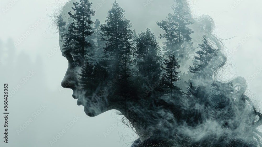 Formulate a surreal, ethereal full body portrait photo using a double ...