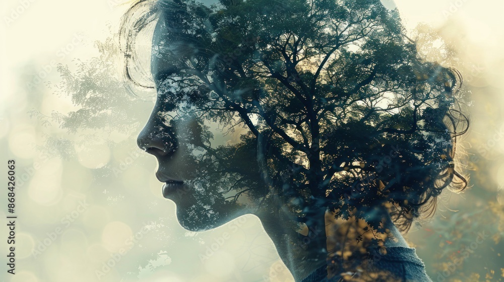Formulate a surreal, ethereal full body portrait photo using a double ...