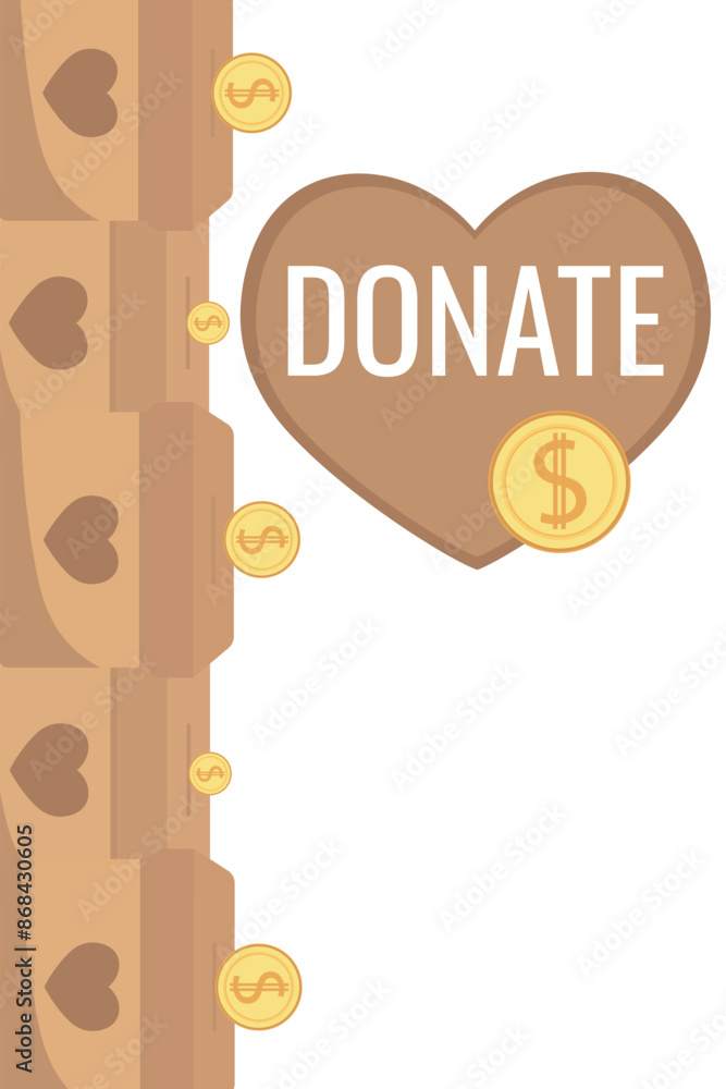 Frame of falling coins money in box charity and donation boxes border ...