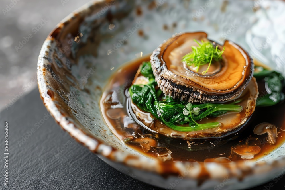 Cooked Abalone Dish, Scallops in Luxury Restaurant, Cooked Seashells ...